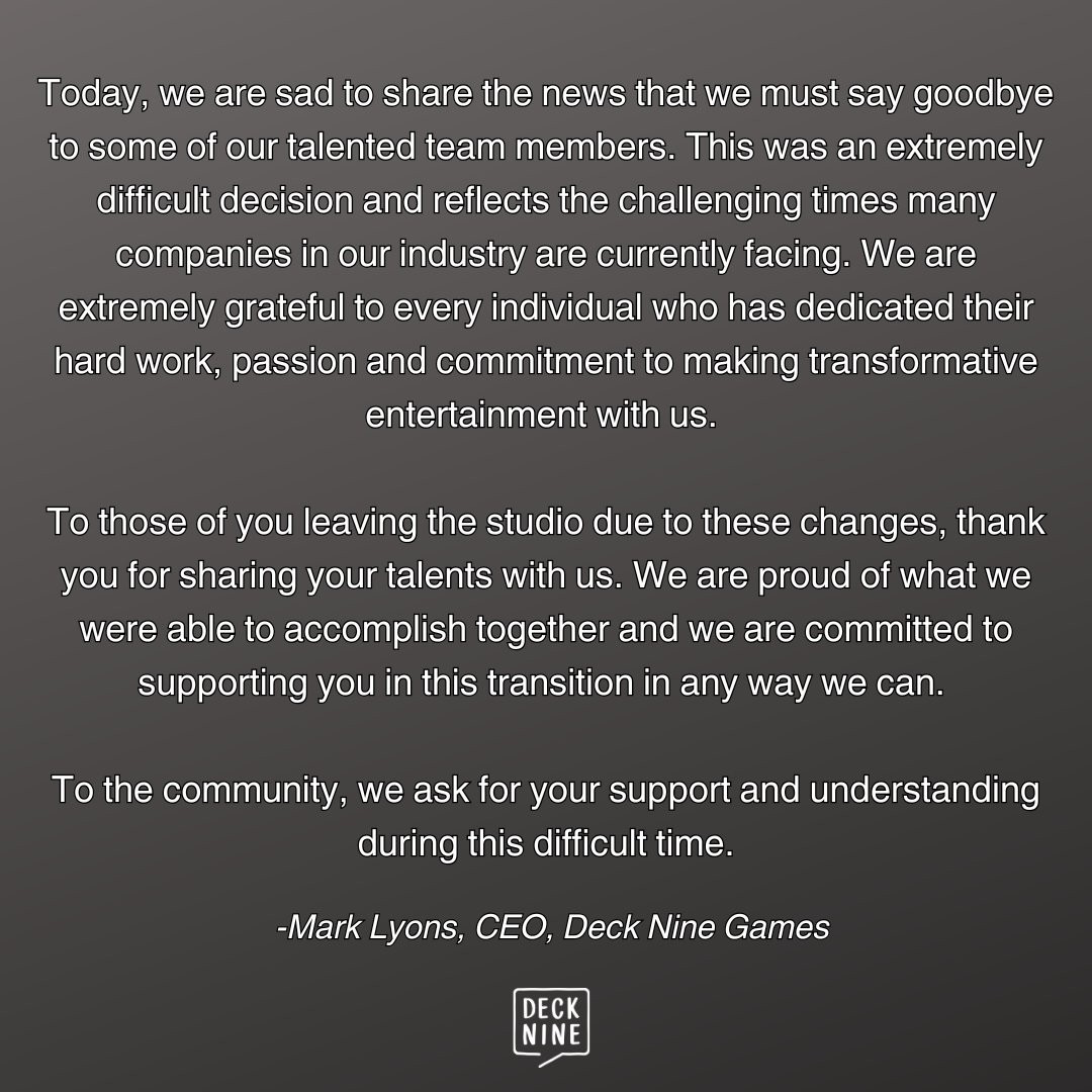 Deck Nine Games Hit By 2nd Round Of Layoffs This Year - GameBaba Universe