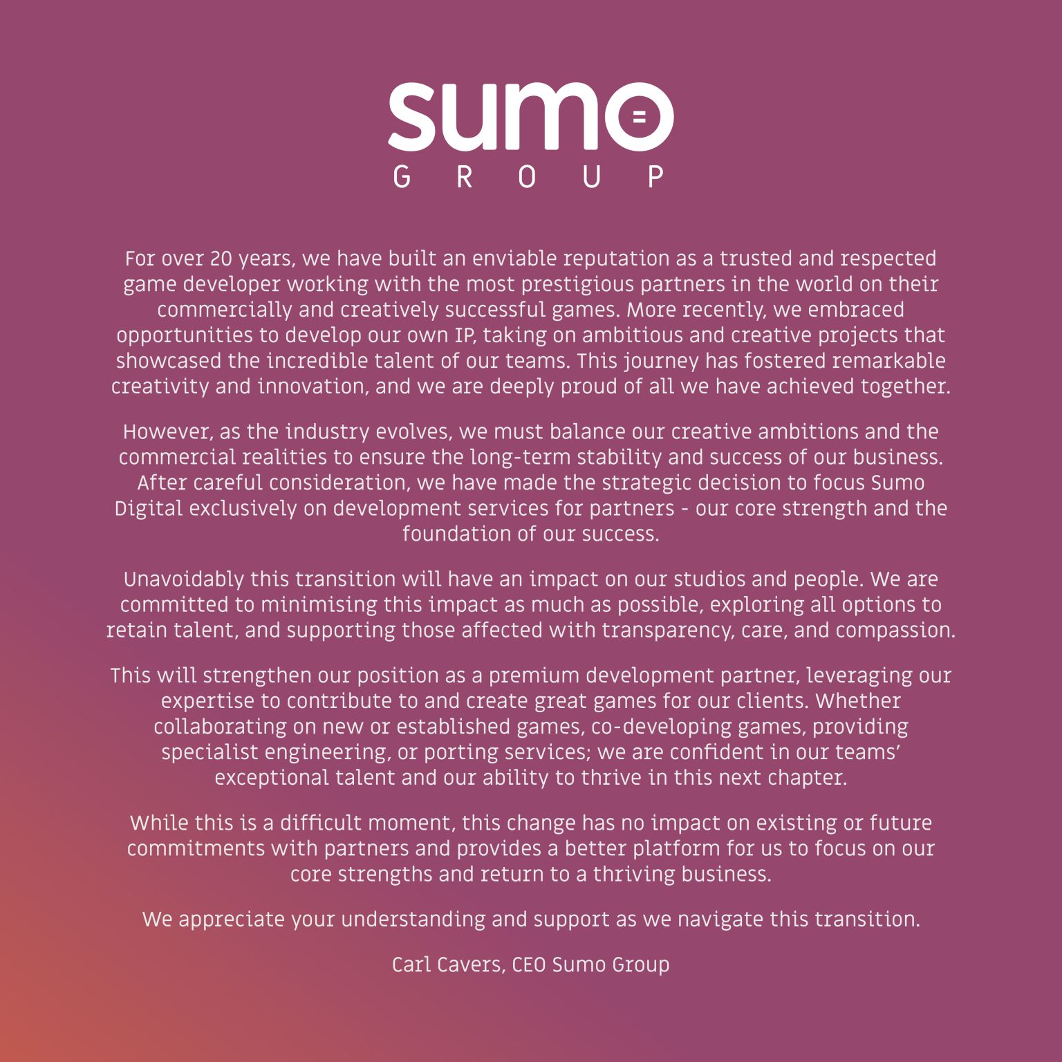 Sumo Group Announces Strategic Realignment That Which Will Lead To Redundancies - GameBaba Universe